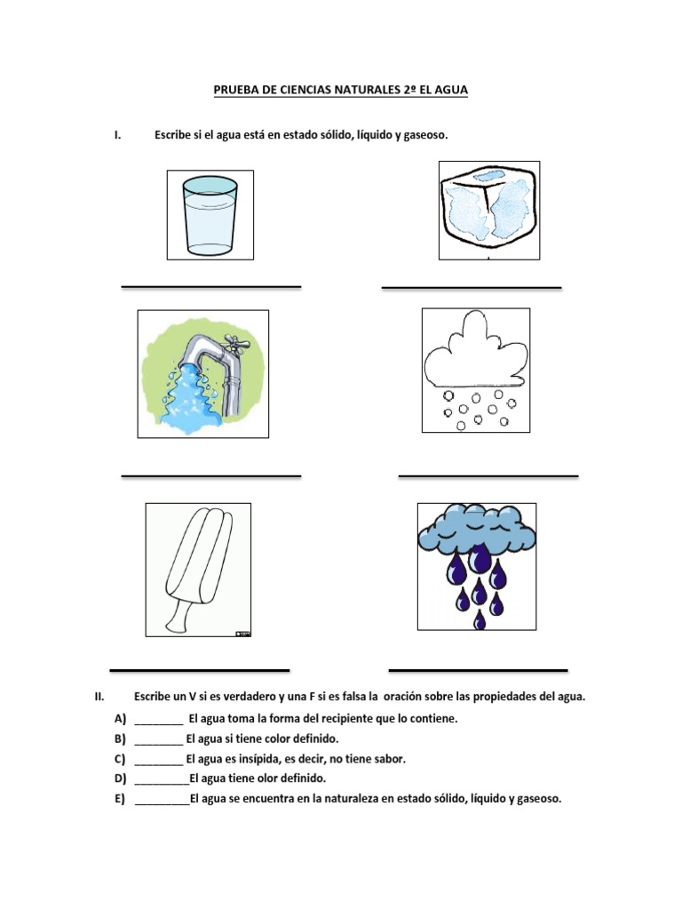 Prueba Naturaleza Segundo El Agua | PDF | Gases | El ciclo del agua