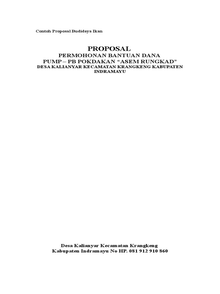 Contoh Proposal Budidaya Ikan | PDF