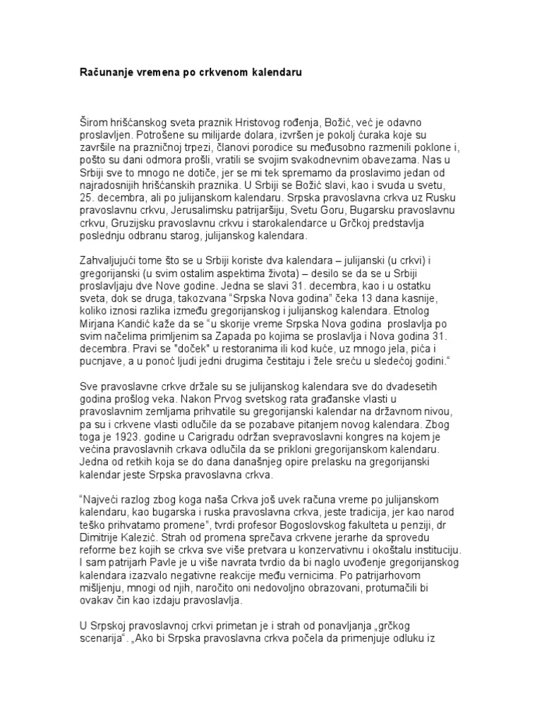 Racunanje Vremena Po Crkvenom Kalendaru | PDF