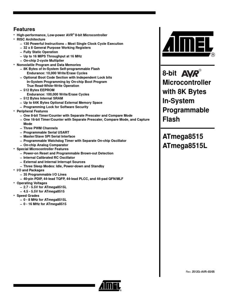 Atmega8515 PDF | PDF | Microcontroller | Central Processing Unit