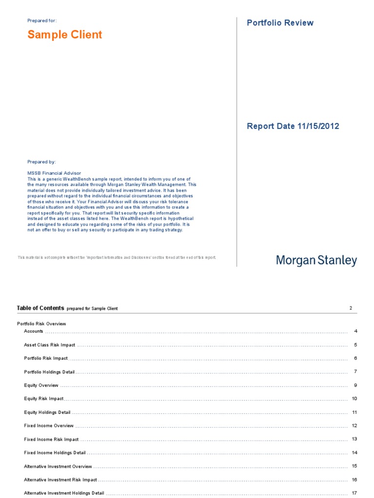 Sample Client: Portfolio Review | PDF | Private Equity | Investing