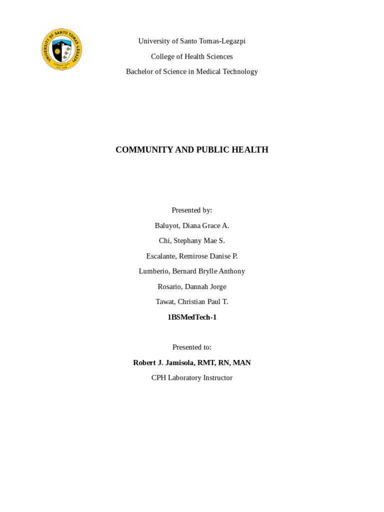 Community and Public Health: 1bsmedtech-1 | PDF | Wellness | Medical