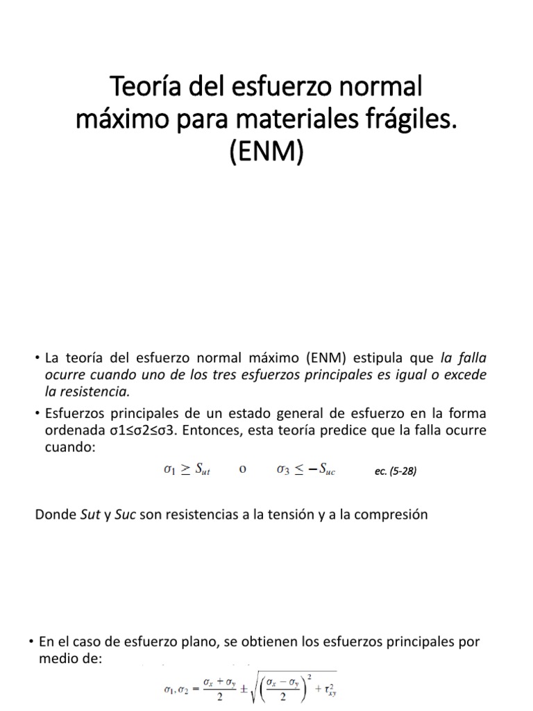Teoría Del Esfuerzo Normal Máximo Para Materiales Frágiles