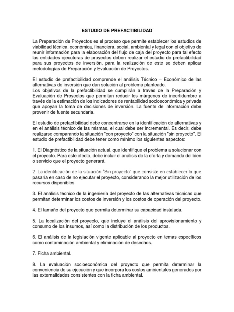 Estudio de Prefactibilidad y Factibilidad | PDF | Demanda | Valor ...