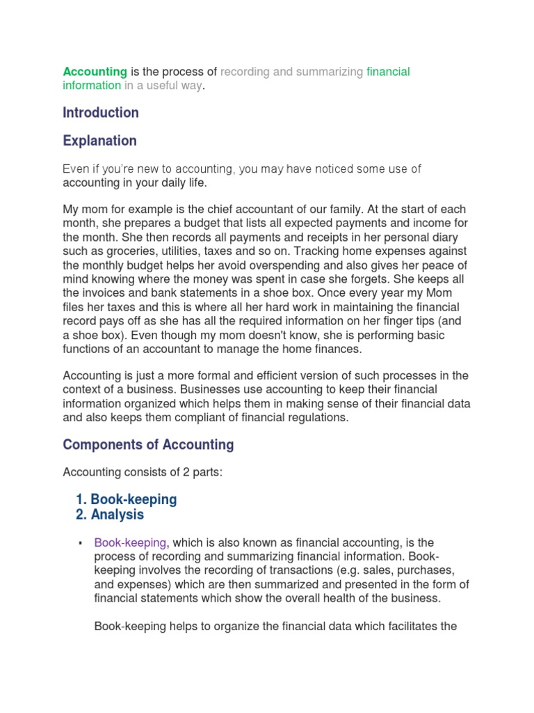 Explanation: Accounting | PDF | Bookkeeping | Business