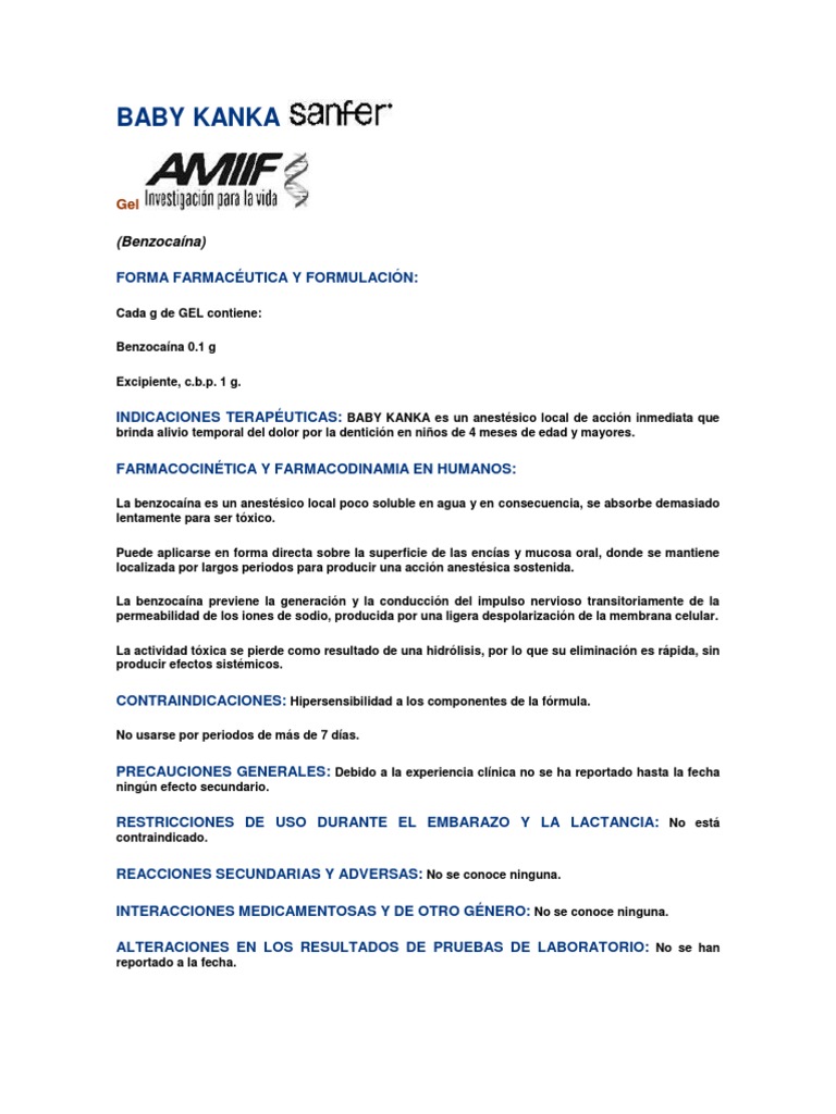 Uso y beneficios de Baby Kanka Gel | PDF | Medicamentos con receta | Drogas