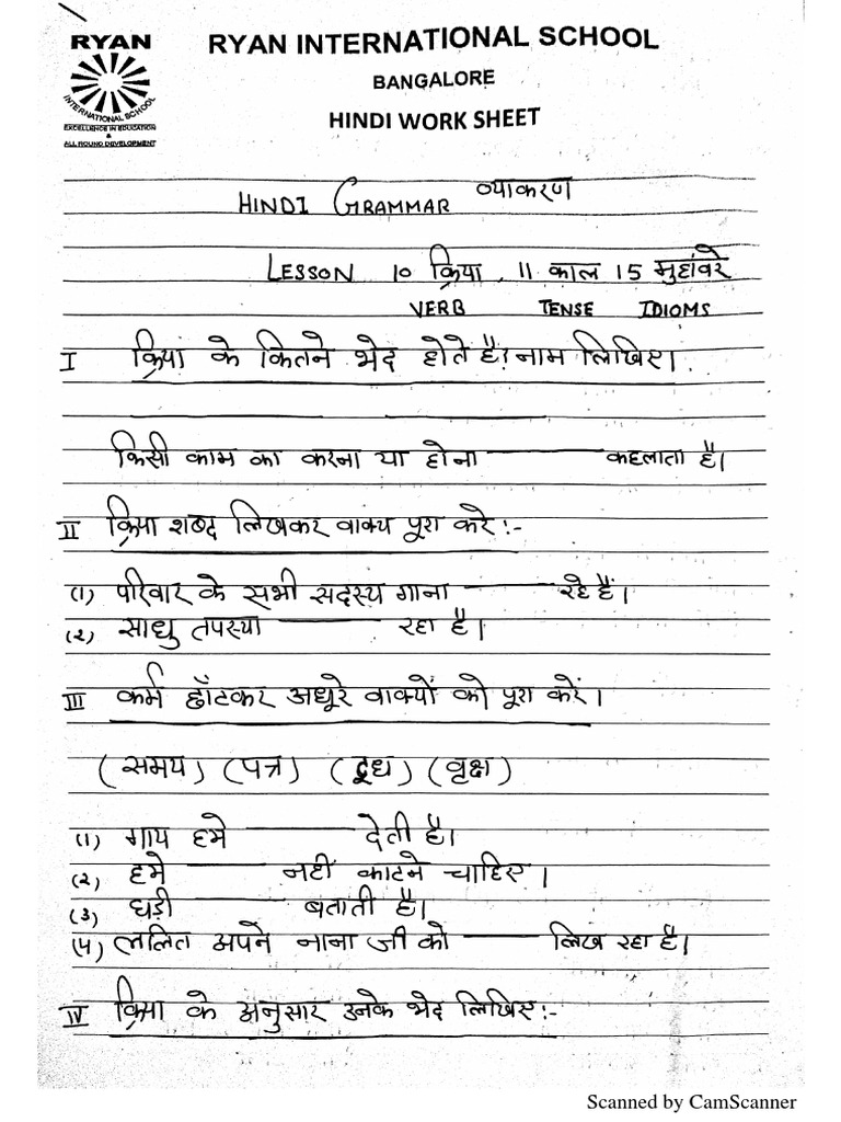 Assignment Hindi Grammar Worksheet | PDF