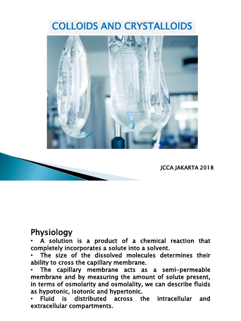 Colloids vs Crystalloids in IV Therapy | PDF | Saline (Medicine ...