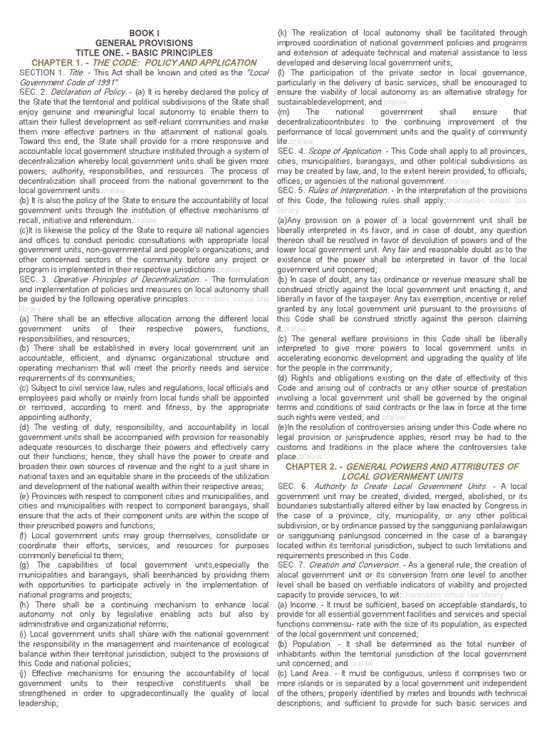 The Code: Policy and Application: Title "Local Government Code of 1991 ...