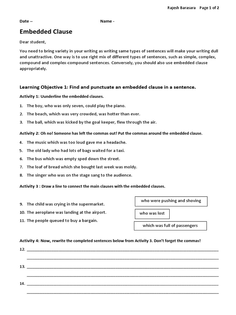 Learning About Embedded Clauses | PDF | Sentence (Linguistics) | Syntax
