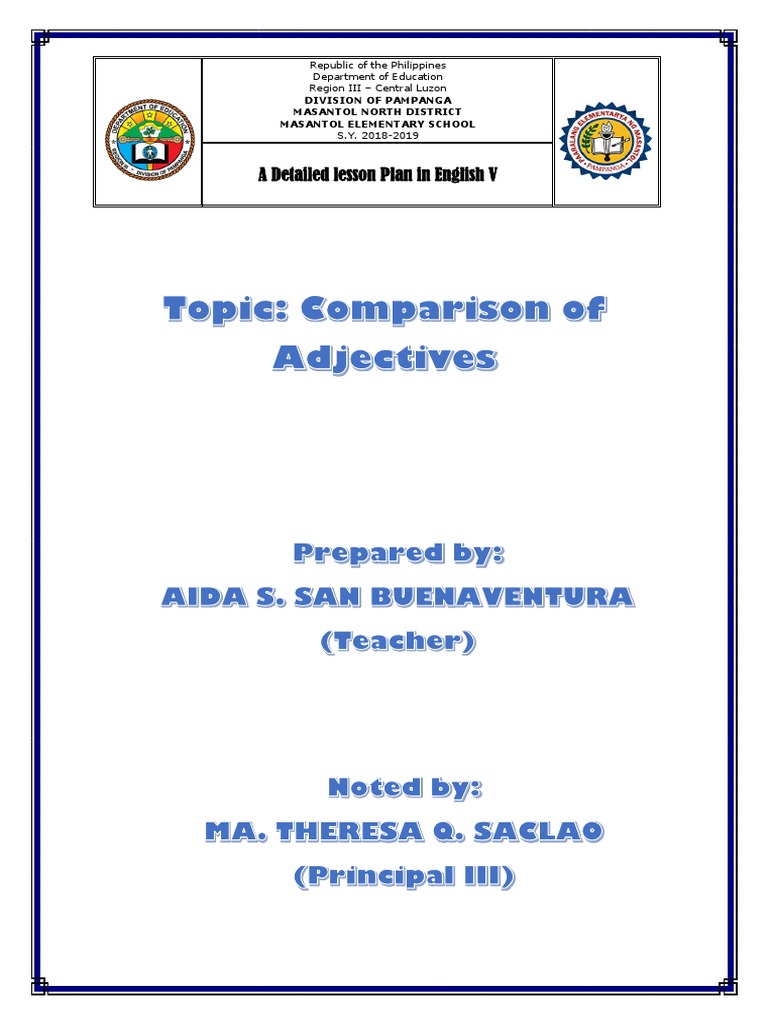 Detailed Lesson Plan Adjectives | PDF | Cognitive Science | Linguistic Typology