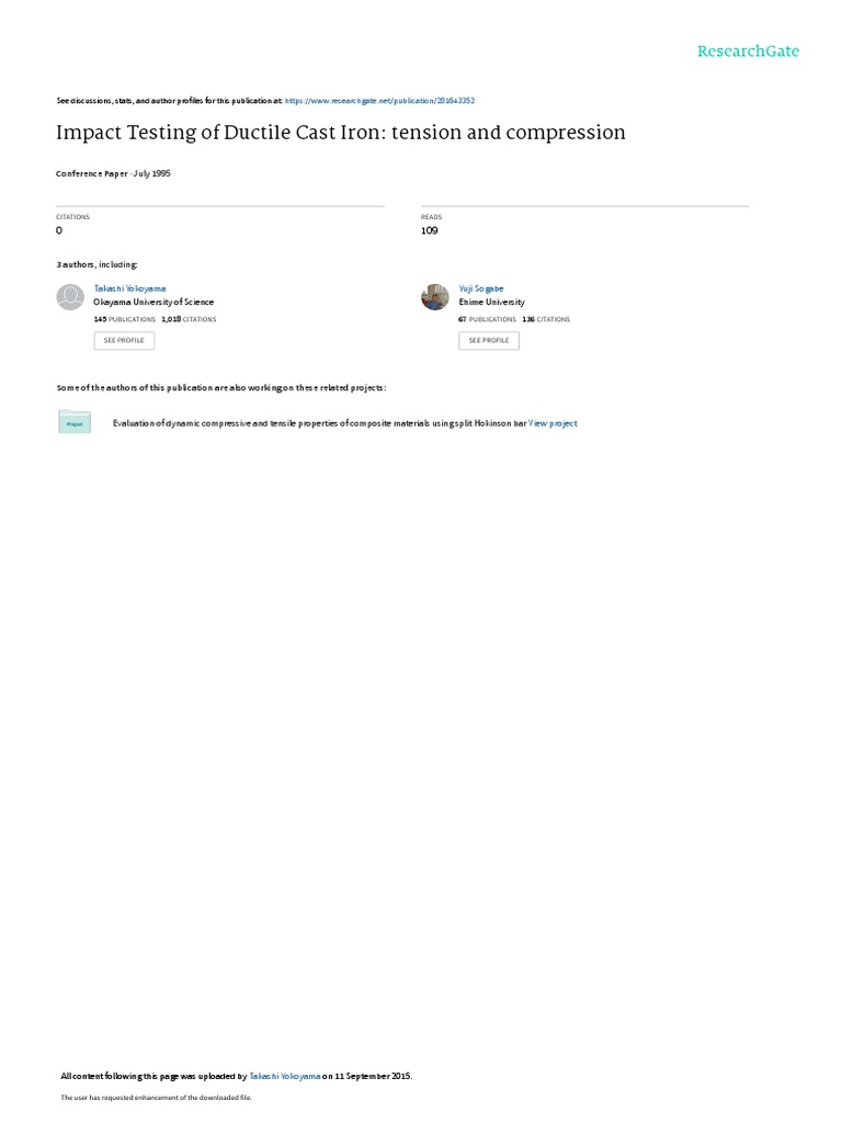 Impact Testing of Ductile Cast Iron: Tension and Compression | PDF