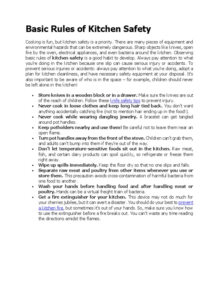 Basic Rules of Kitchen Safety | PDF | Biodiversity | Ecology