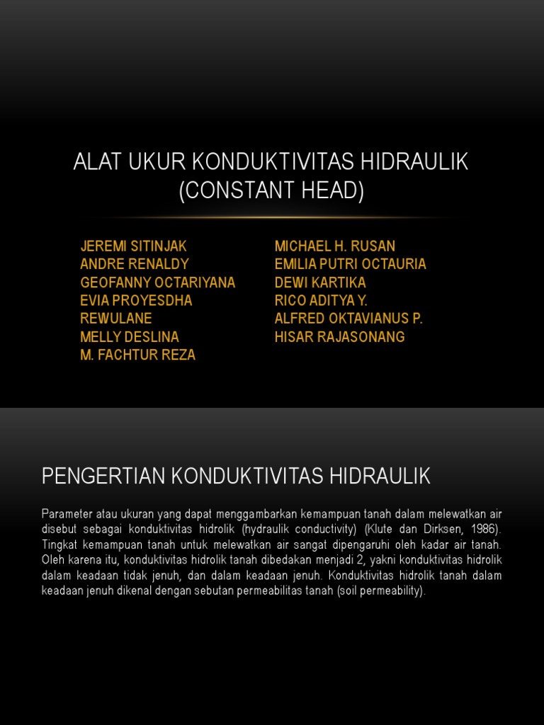 Alat Ukur Konduktivitas Hidraulik (Constant Head) | PDF