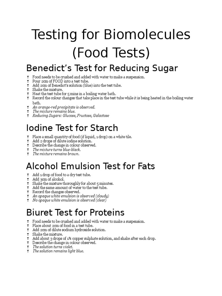 Testing For Biomolecules (Food Tests) : Benedict's Test For Reducing ...