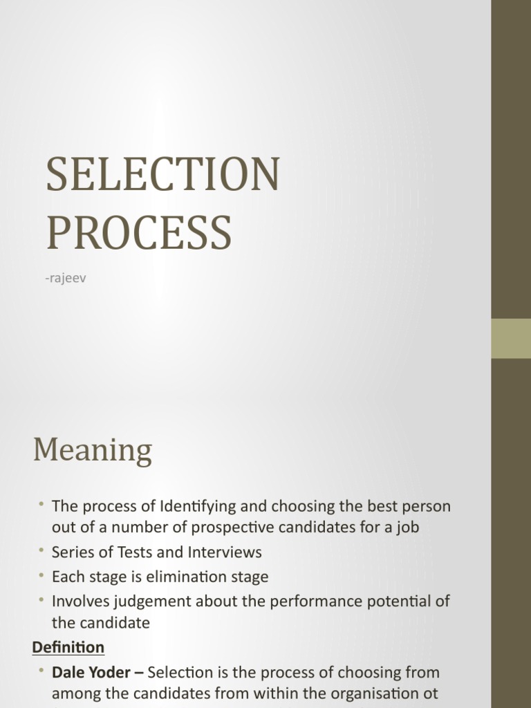 Selection Process | PDF | Test (Assessment) | Employment