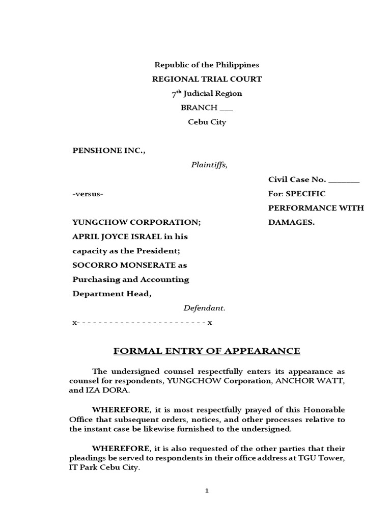 Cebu Court Case: Penshone Inc. vs. Yungchow Corp. | PDF | Finance ...