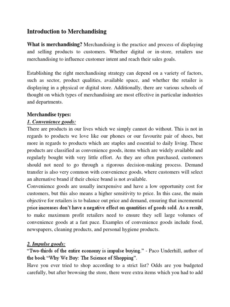 Introduction To Merchandising: What Is Merchandising? Merchandising Is ...