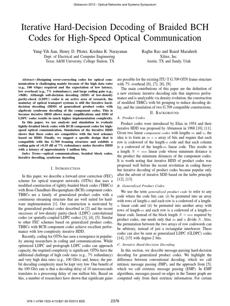 Braided BCH Codes | PDF | Low Density Parity Check Code | Notation