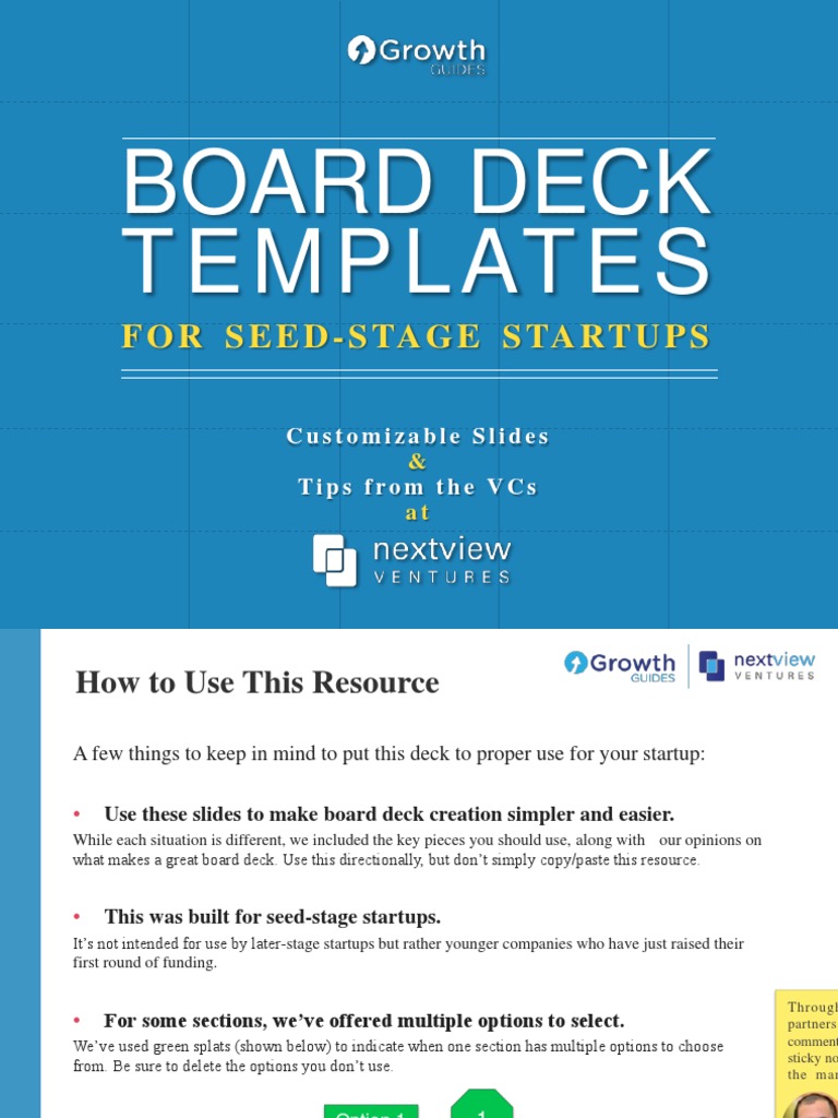 Startup Board Deck Templates NextView Ventures 1 | PDF | Startup ...