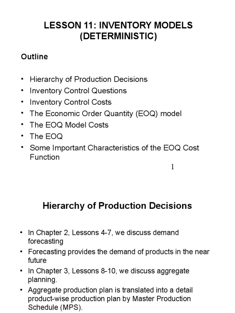 Lecture 11 Deterministic Inventory f04 331 | PDF | Inventory | Business Economics