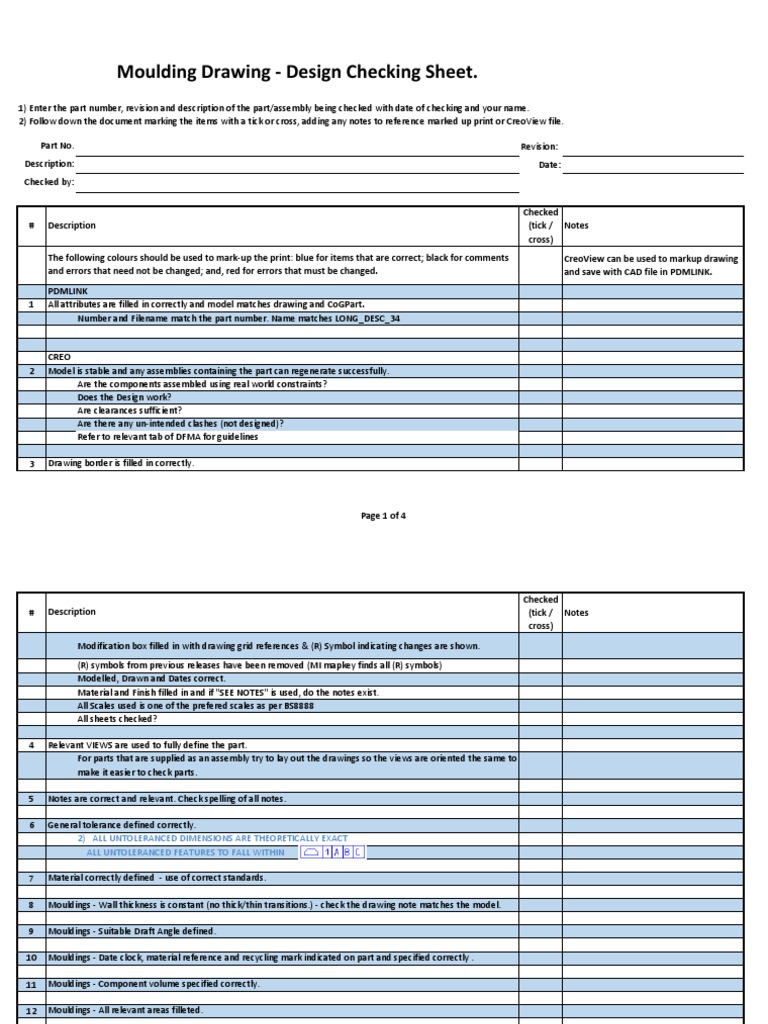 Moulding Drawing - Design Checking Sheet | Download Free PDF ...