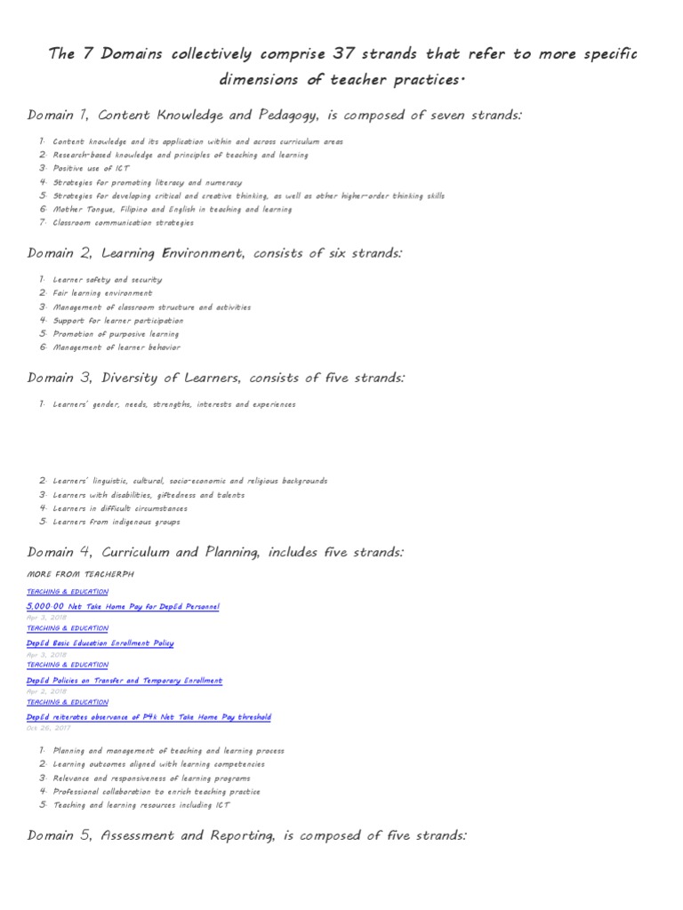 The 7 Domains Collectively Comprise 37 Strands That Refer To More ...