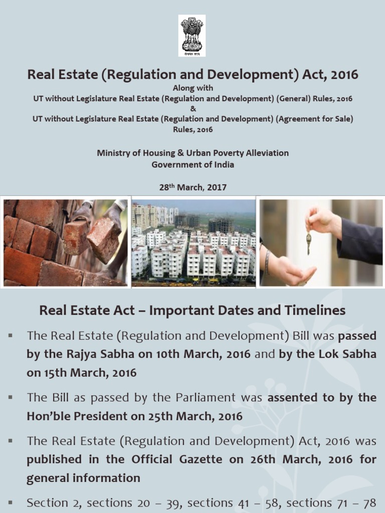 Real Estate Regulation And Development Act 2016 Pdf Government