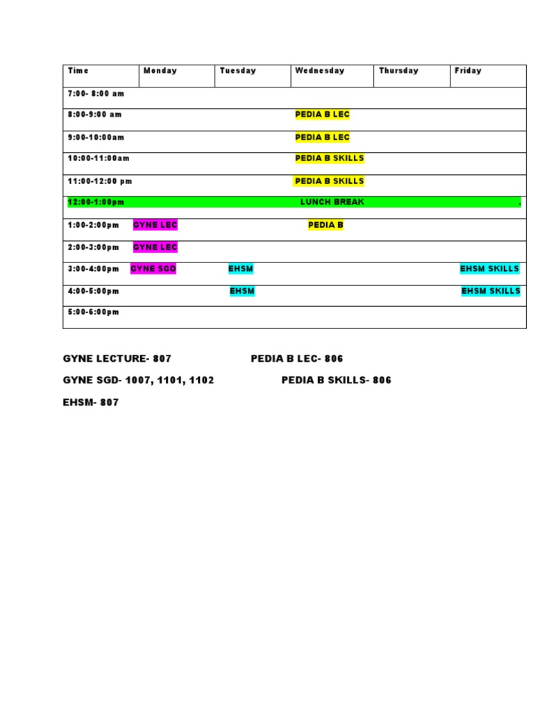 3RD Year Midyear Sched | PDF