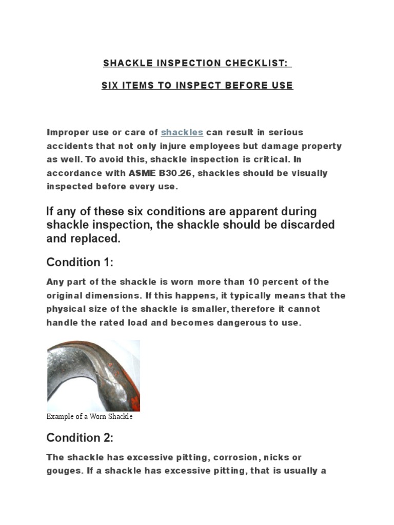 Shackle Inspection | PDF | Materials Science | Industrial Processes