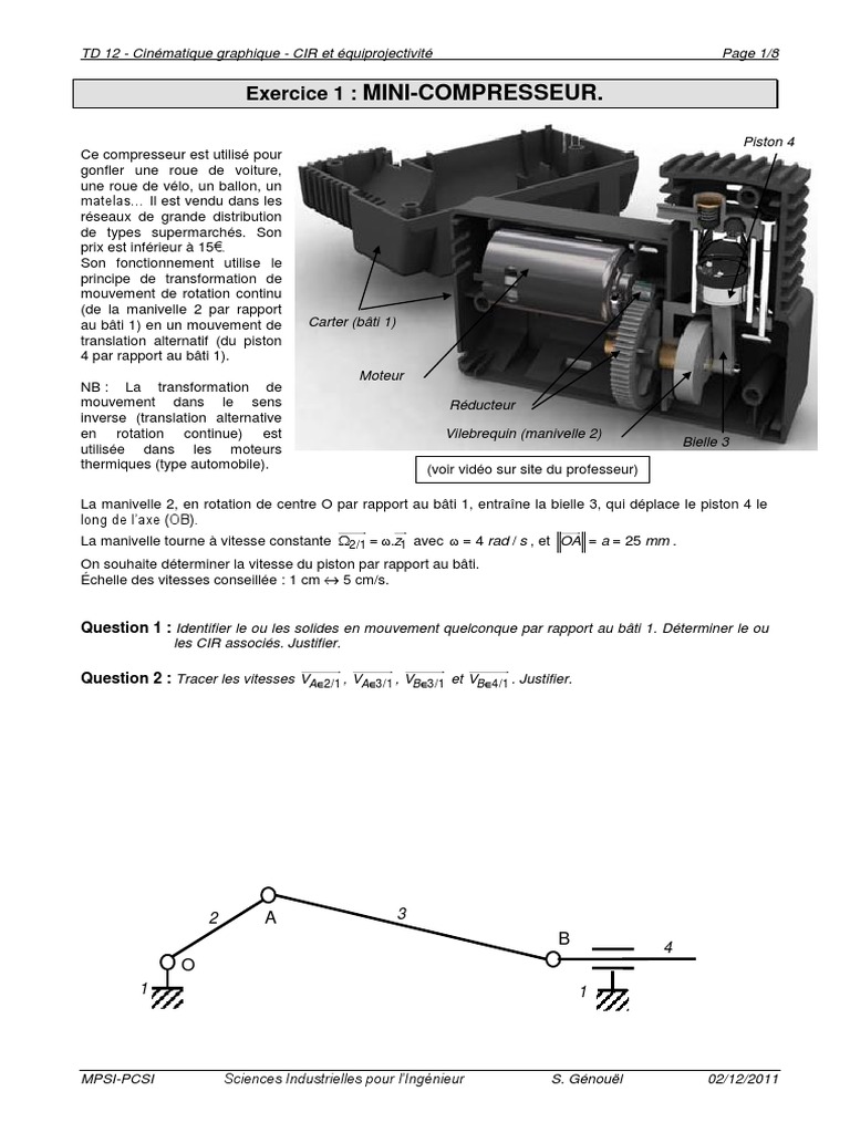TD 12 - Cin Matique Graphique - CIR Et Quiprojectivit PDF | PDF | Cinématique | Mouvement de ...