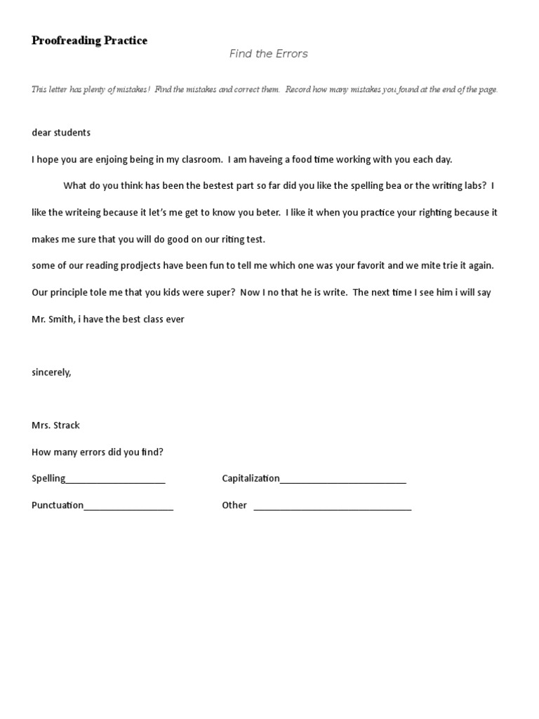 Proofreading Practice: Find The Errors | PDF