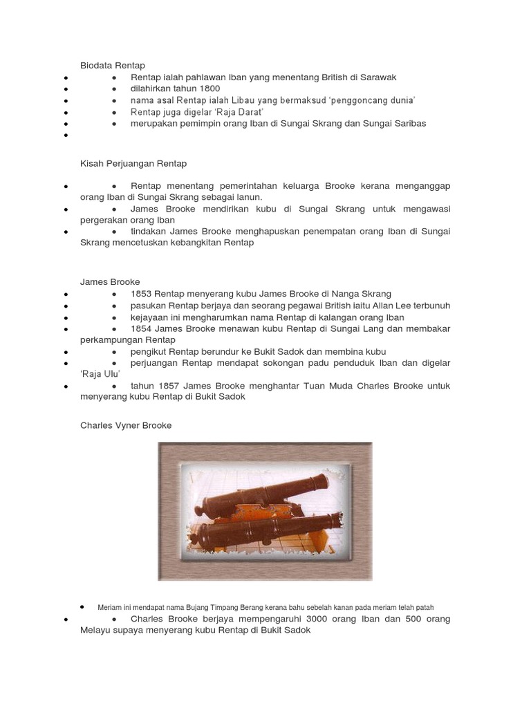 Biodata dan Perjuangan Pahlawan Iban Rentap Menghadapi British | PDF