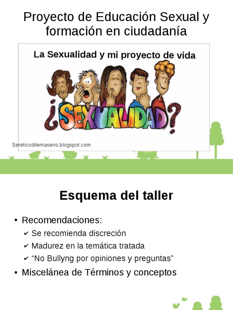 Proyecto De Educación Sexual Y Formación En Ciudadanía La Sexualidad Humana Sexo