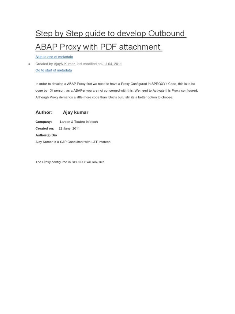 Step by Step Guide To Develop Outbound ABAP Proxy With PDF Attachment | PDF | String (Computer ...