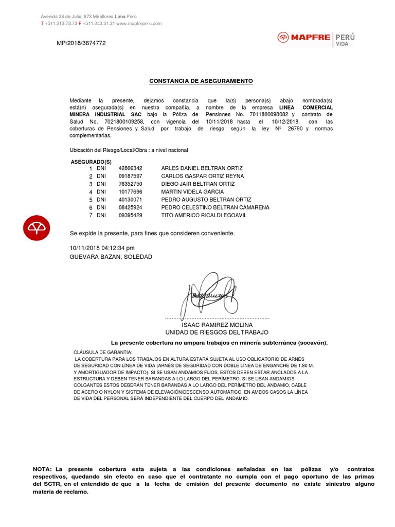 Constancia Pedro Beltran 7011800098082 - 3674722 - 14503154 PDF | PDF ...