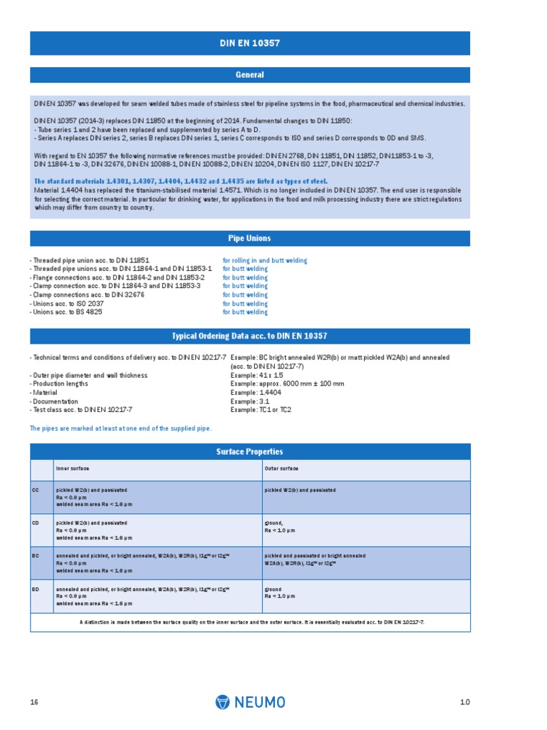 DIN EN 10357: General | PDF | Pipe (Fluid Conveyance) | Building ...