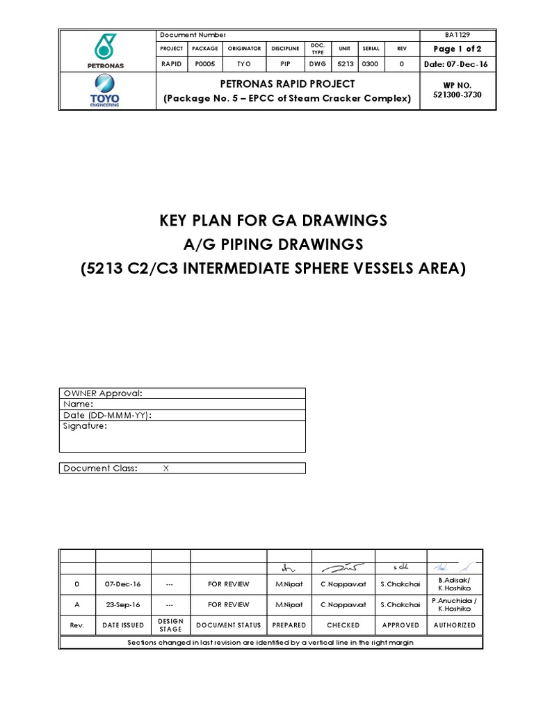 Key Plan For Ga Drawings A/G Piping Drawings (5213 C2/C3 Intermediate ...