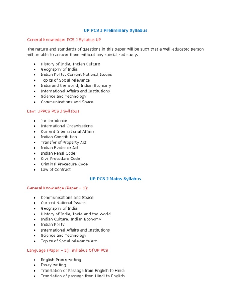 General Knowledge: PCS J Syllabus UP | PDF | Ethical Principles ...
