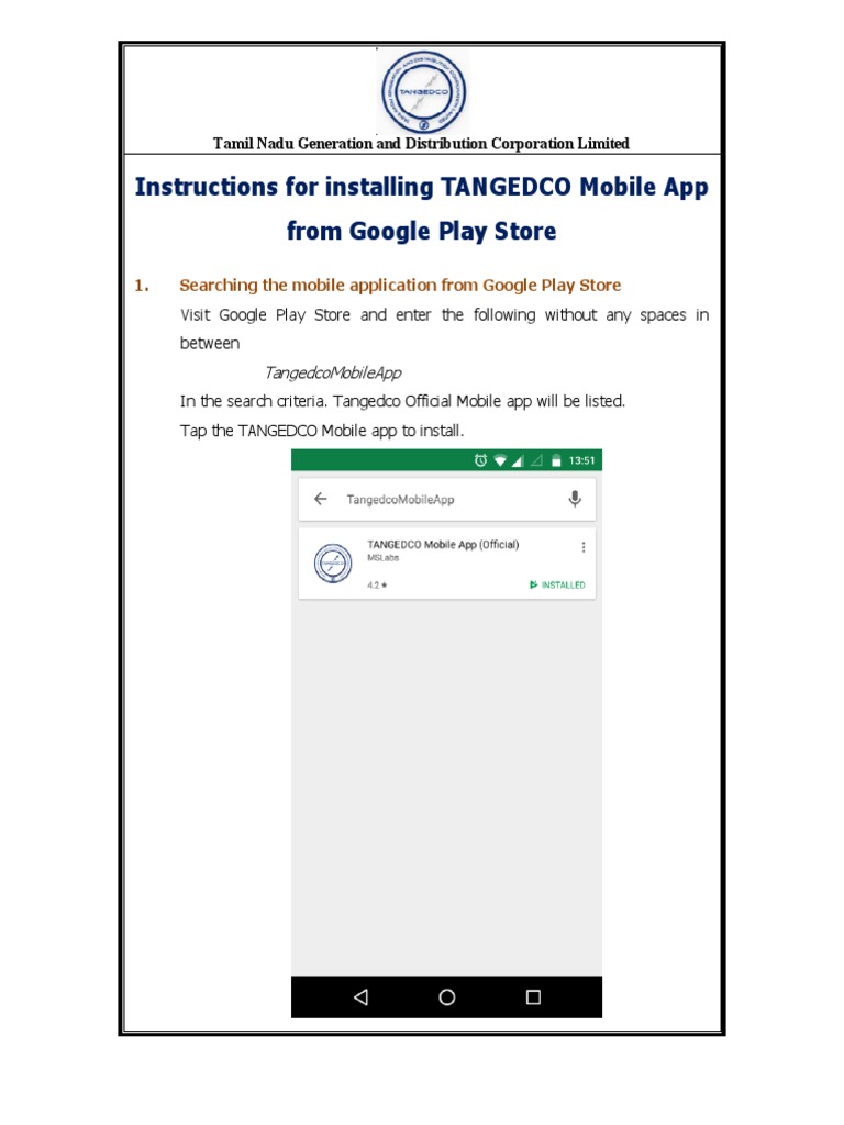 How to install and use the TANGEDCO Mobile App | PDF | Google Play ...