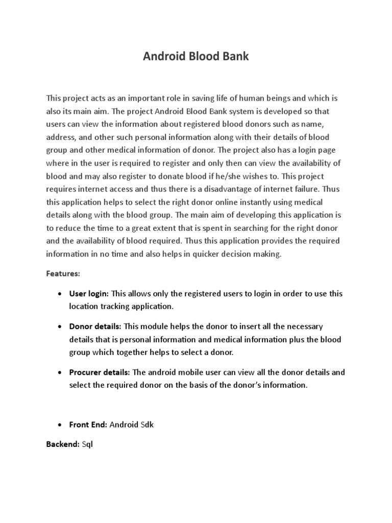 Android Blood Bank App Saves Lives | PDF | Android (Operating System) | Application Software