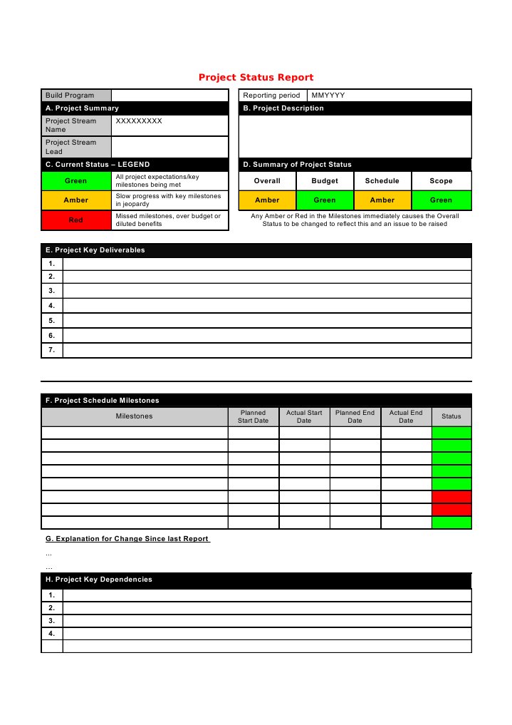 'X' Project Stream - Project Status Report DDMMYY | PDF