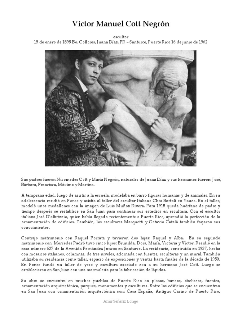 Victor M Cott Biog | PDF | Escultura | Puerto Rico