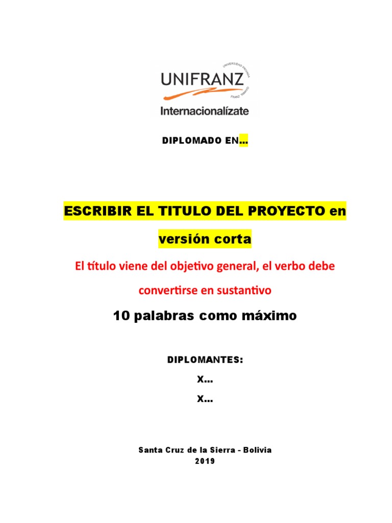 Modelo Informe de Investigacion Diplomado Investigacion Unifranz 2019 ...