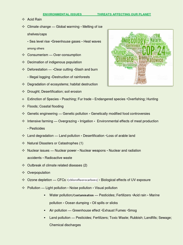 Vocabulary Environmental Issues | PDF | Habitat Destruction | Pollution
