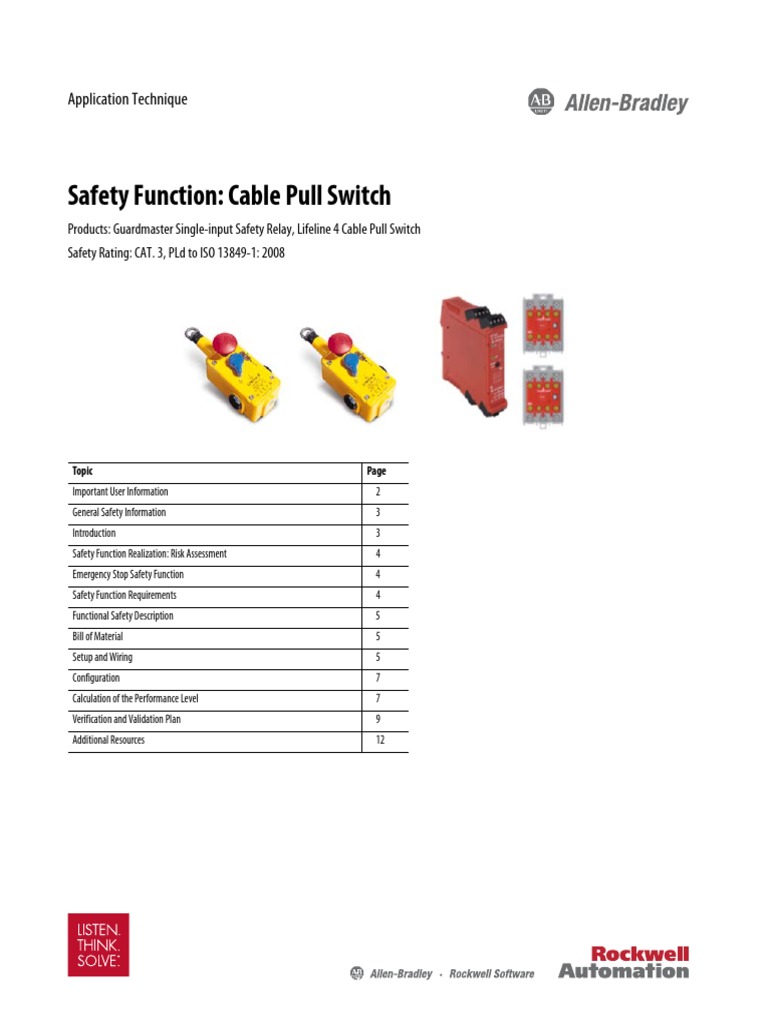 Safety Function AT088B - Cable Pull Switch Guardmaster Single-Input ...