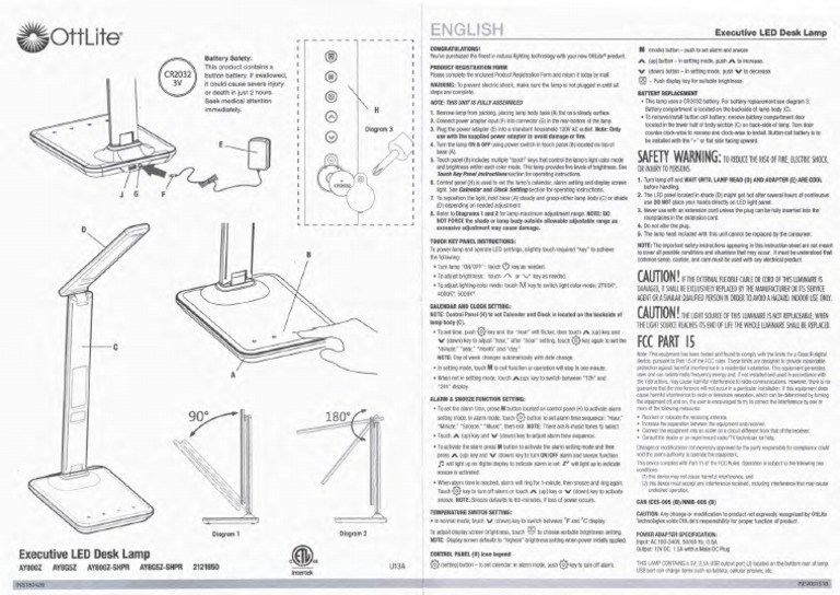 Ottlite Executive Desk Lamp Manual | PDF | Radio | Electrical Connector