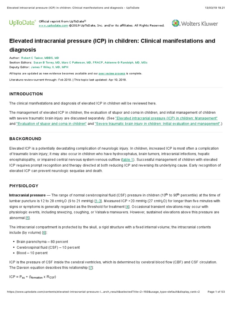 Elevated Intracranial Pressure | PDF | Traumatic Brain Injury ...