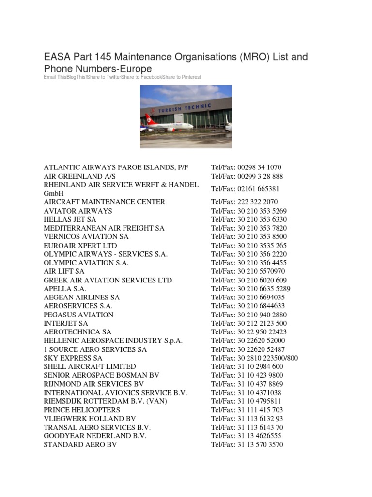EASA Part 145 Approved Organizations List | PDF | Transport Companies ...