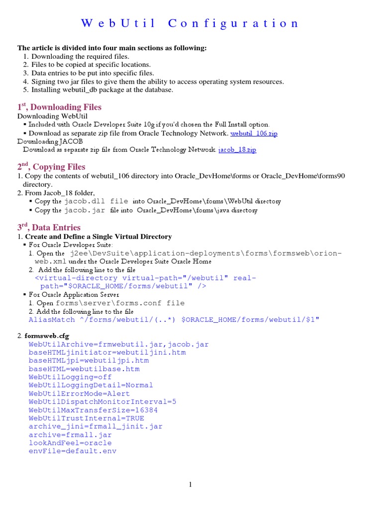 Webutil Configuration 1 Downloading Files Pdf Oracle Database Zip File Format